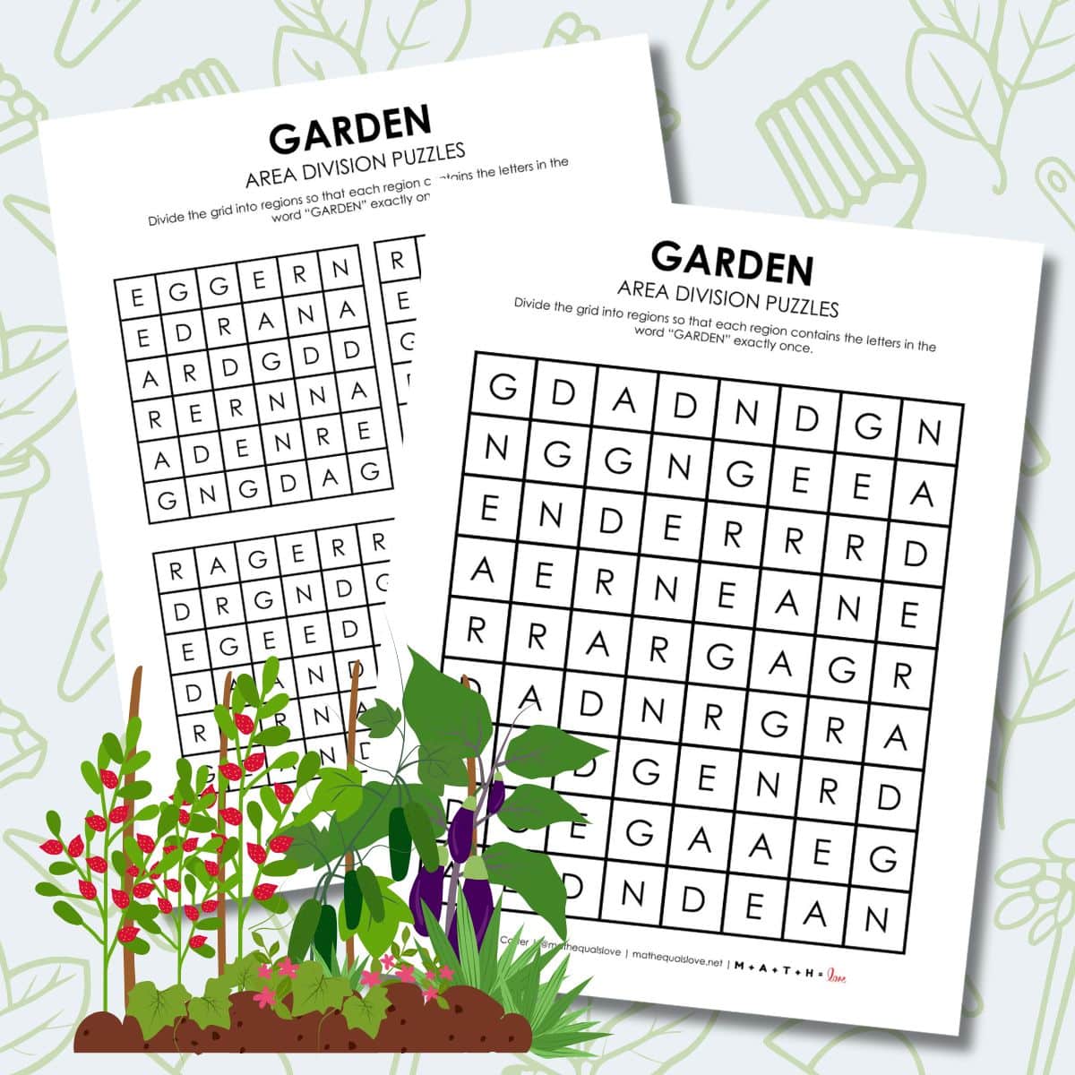 Garden Area Division Logic Puzzles | Math = Love