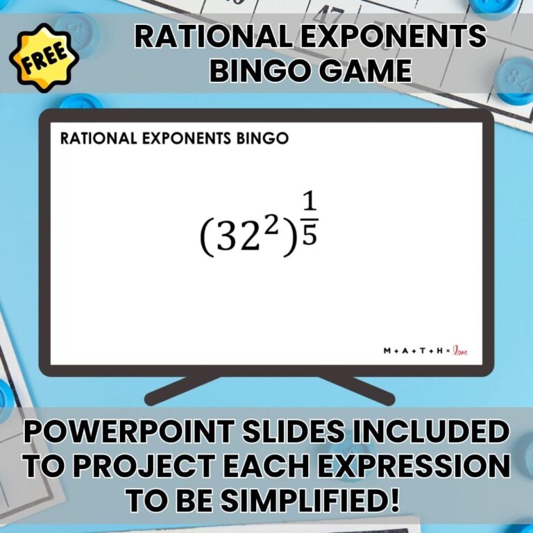 Rational Exponents Bingo Game | Math = Love