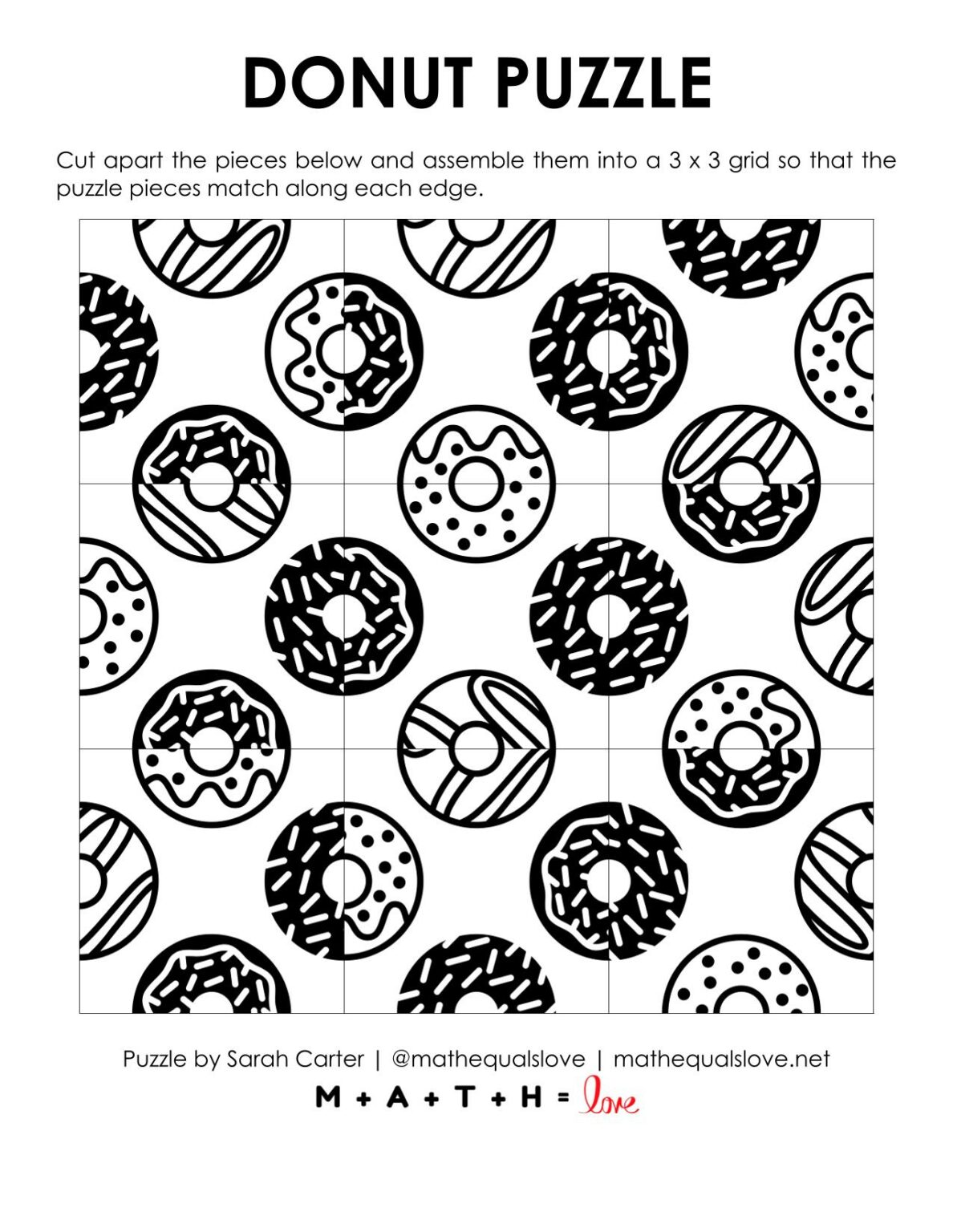 Donut Square Edge Matching Puzzle | Math = Love