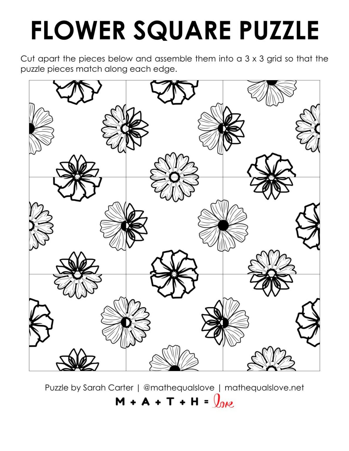 Flower Square Edge Matching Puzzle | Math = Love