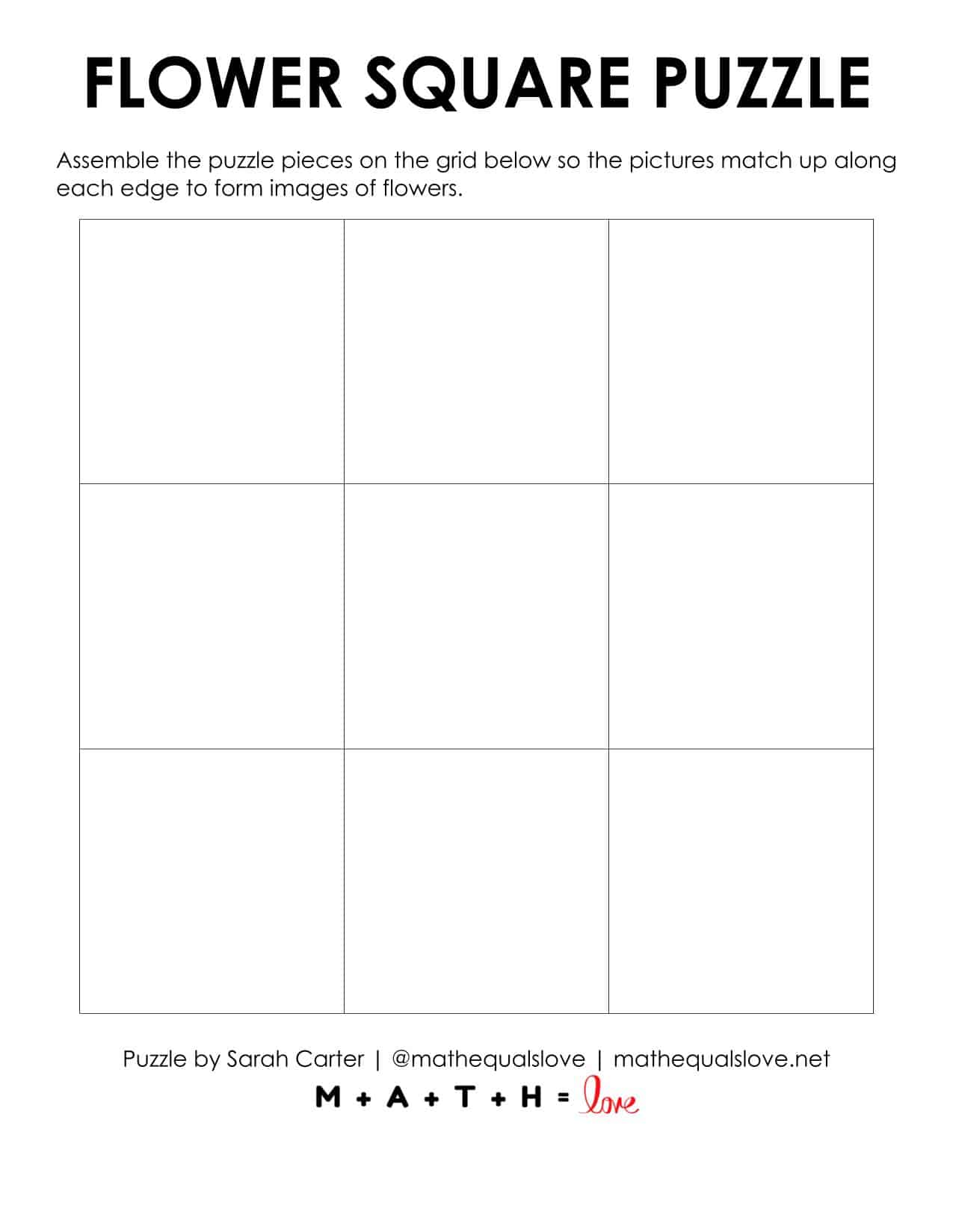 Flower Square Edge Matching Puzzle | Math = Love
