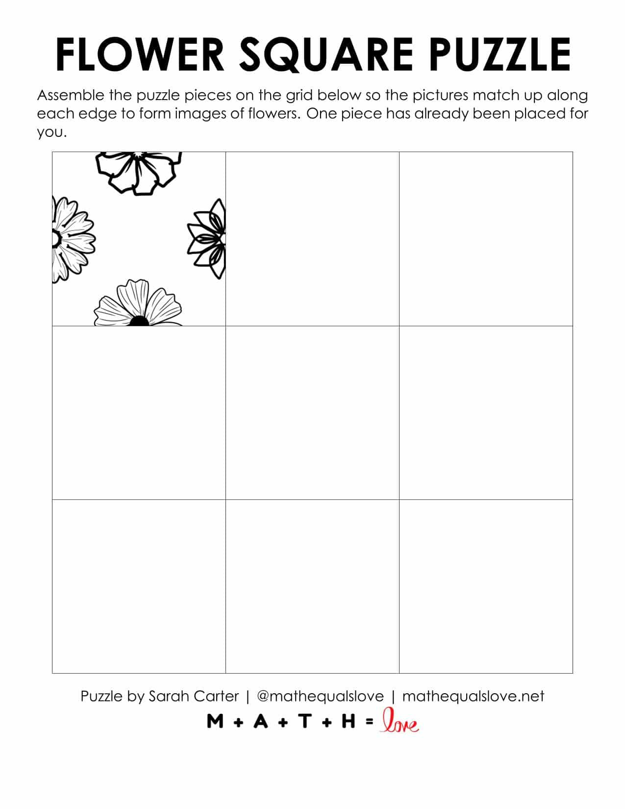 Flower Square Edge Matching Puzzle | Math = Love