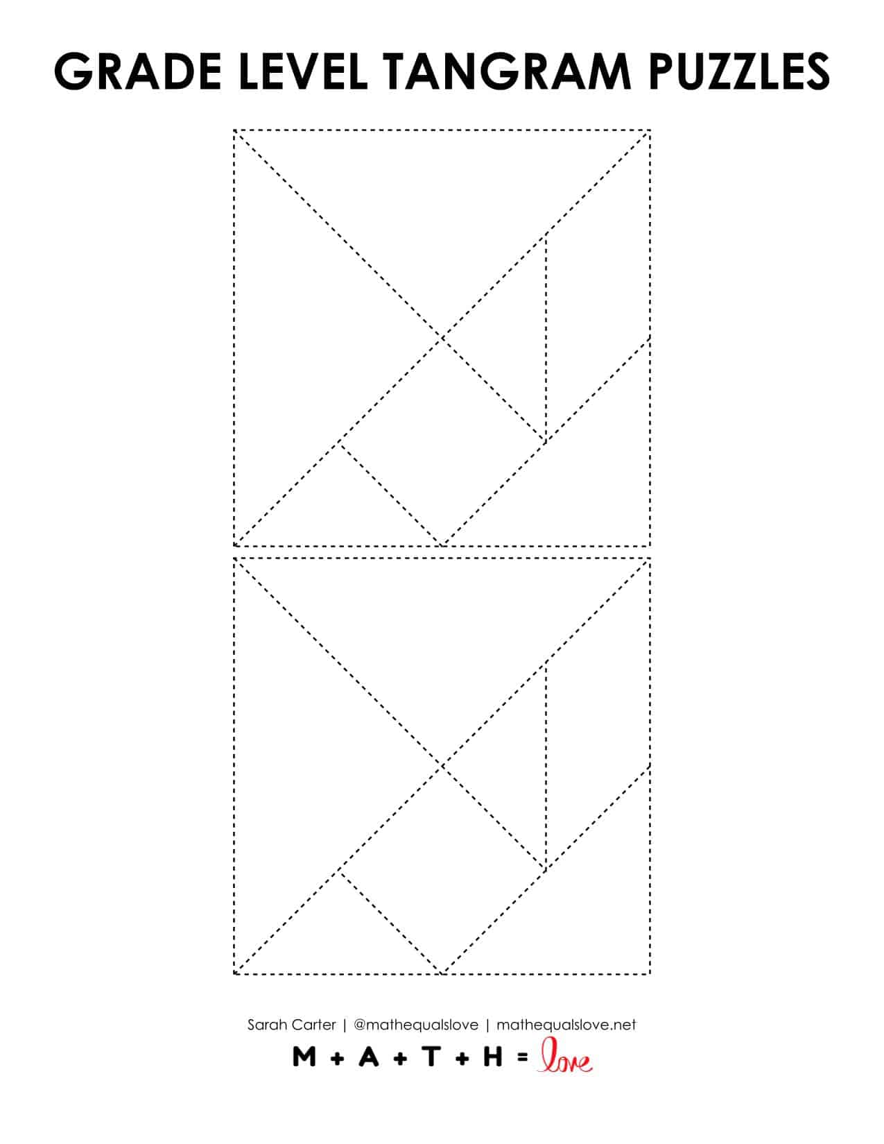 Grade Level Tangram Puzzles for First Week of School | Math = Love