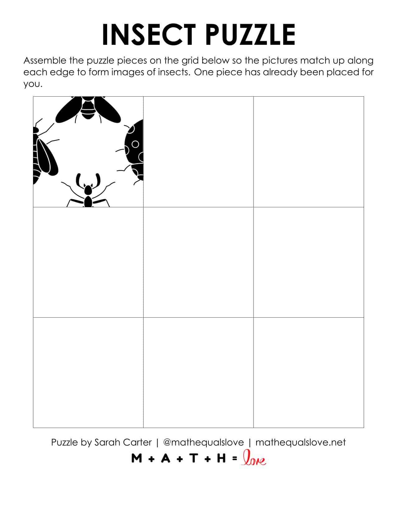 Insect Square Edge Matching Puzzle | Math = Love