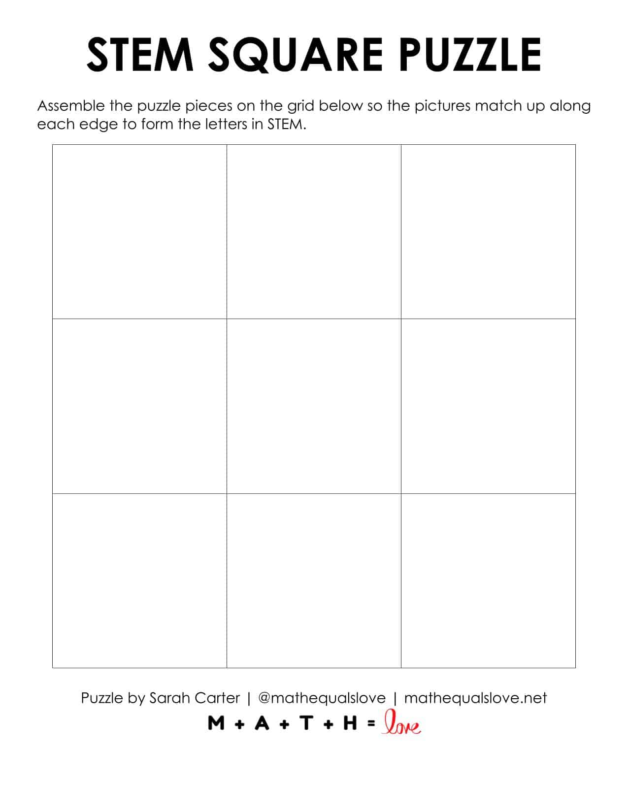 STEM Square Edge Matching Puzzle | Math = Love