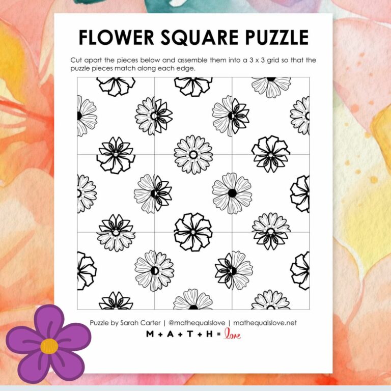 Flower Square Edge Matching Puzzle | Math = Love