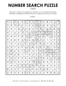 Number Search Puzzle Collection | Math = Love