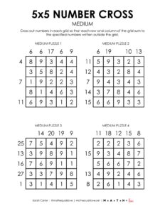 5x5 Number Cross Puzzles | Math = Love