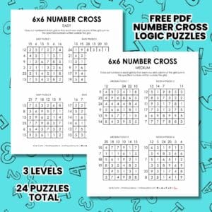 6x6 Number Cross Puzzles | Math = Love