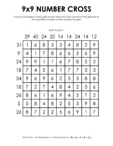 9x9 Number Cross Puzzles | Math = Love