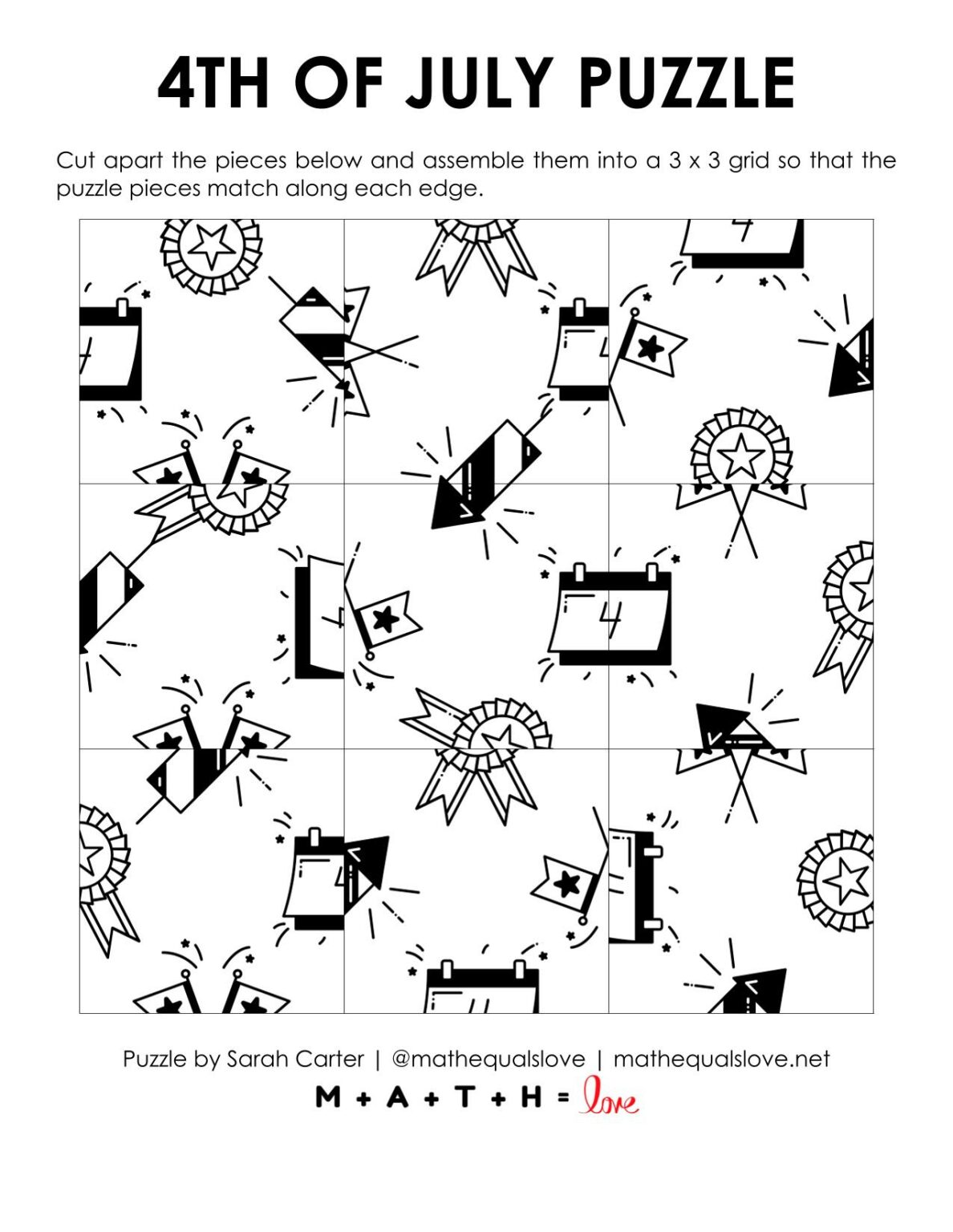 4th of July Edge Matching Puzzle | Math = Love