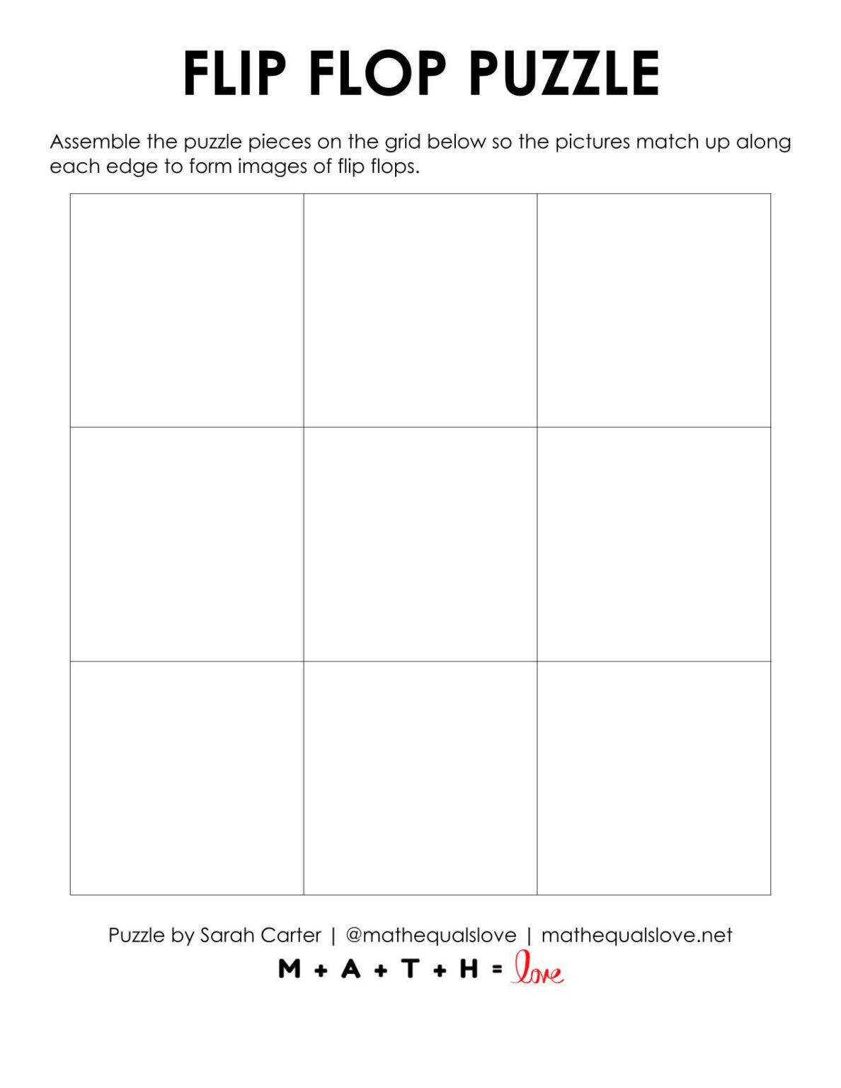 Flip Flop Summer Edge Matching Puzzle | Math = Love