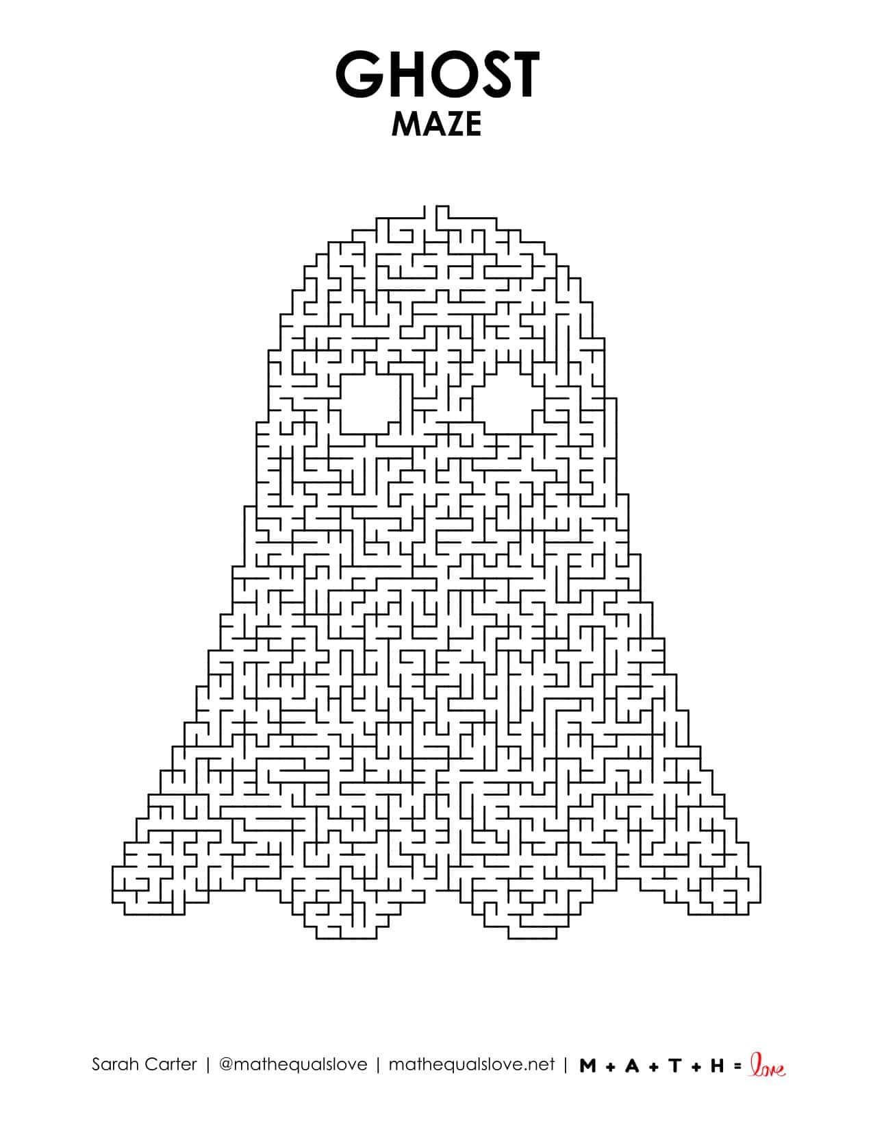 Printable Ghost Mazes | Math = Love
