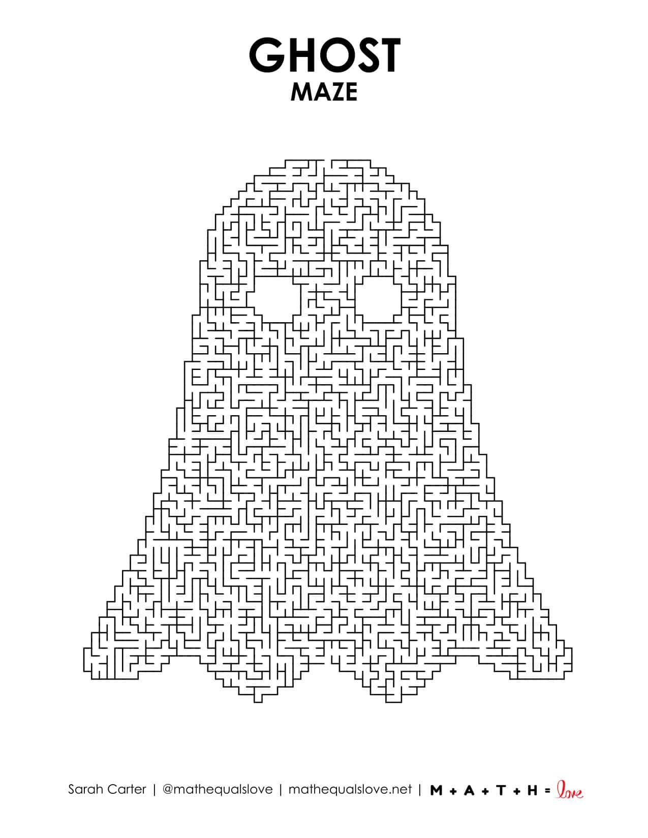Printable Ghost Mazes | Math = Love