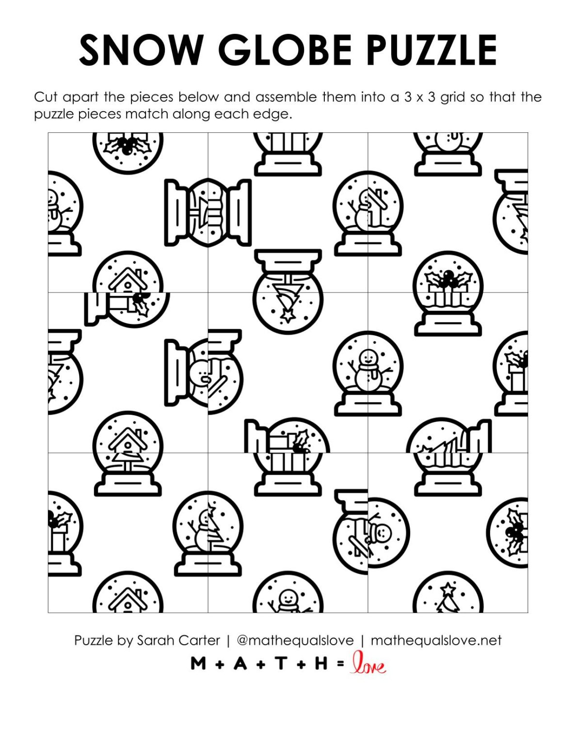 Snow Globe Edge Matching Puzzle | Math = Love