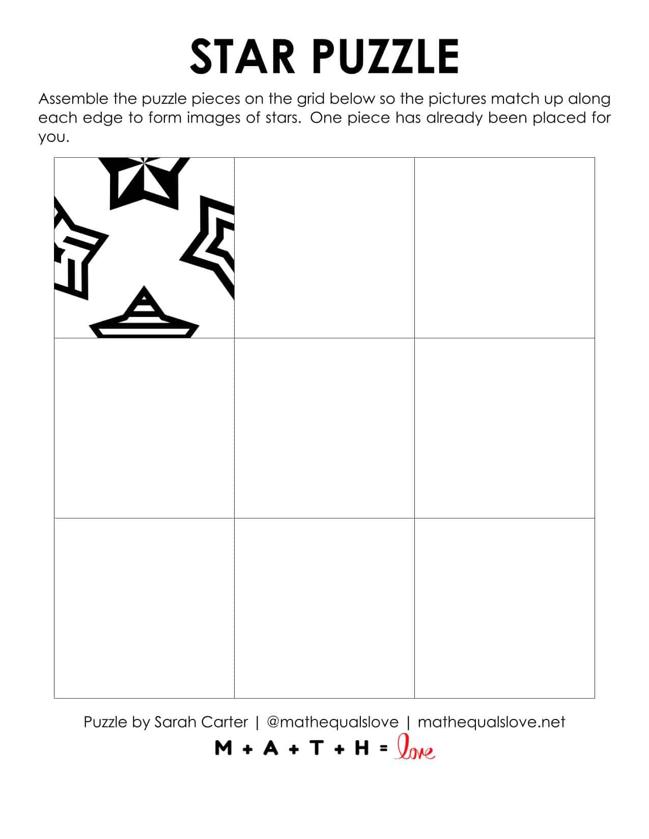 Star Edge Matching Puzzle | Math = Love