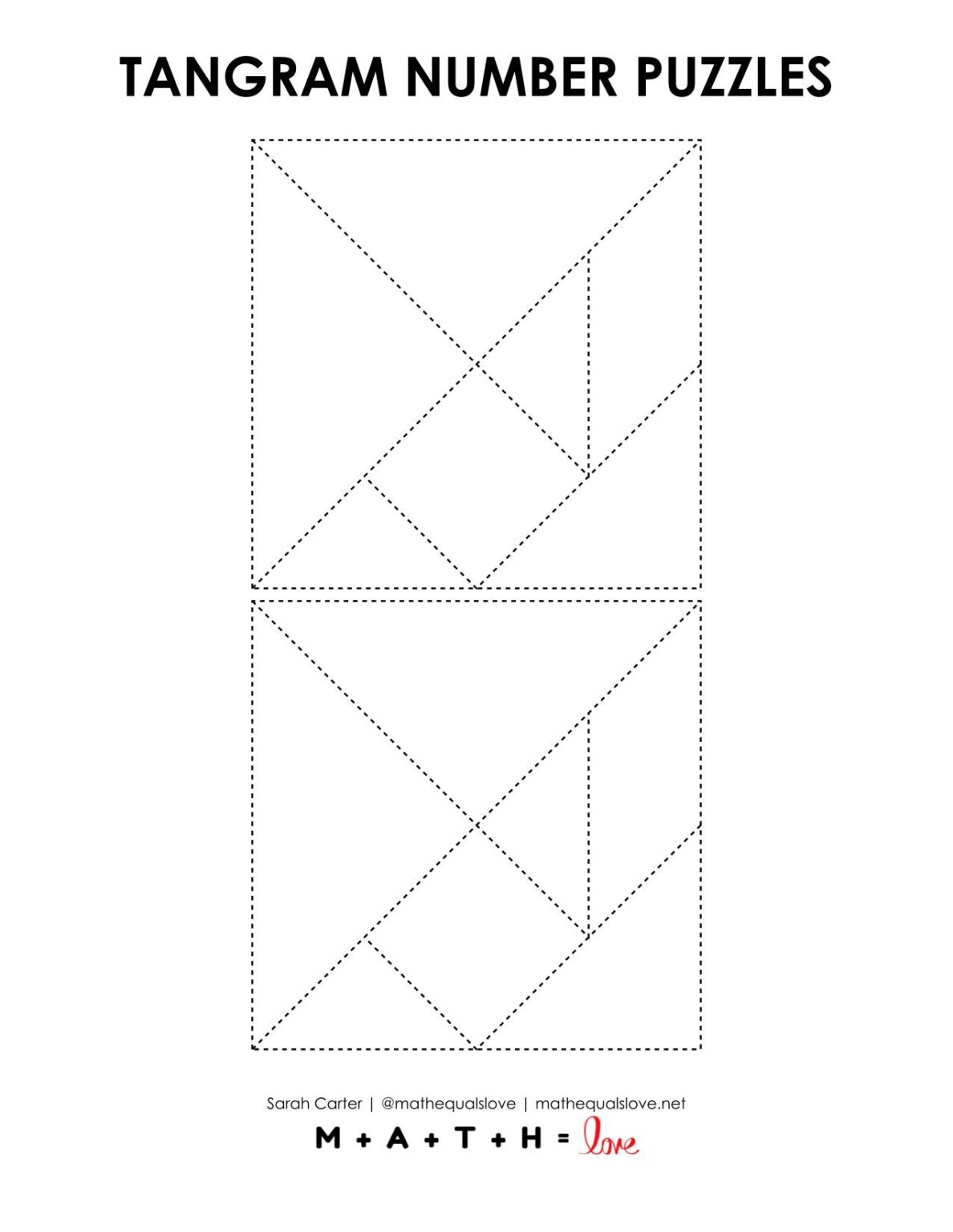 Tangram Number Puzzles 0-9 | Math = Love