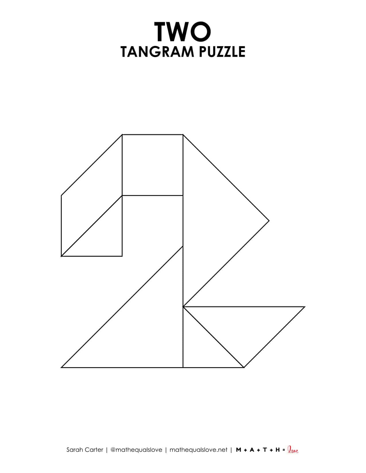 Tangram Number Puzzles 0-9 | Math = Love