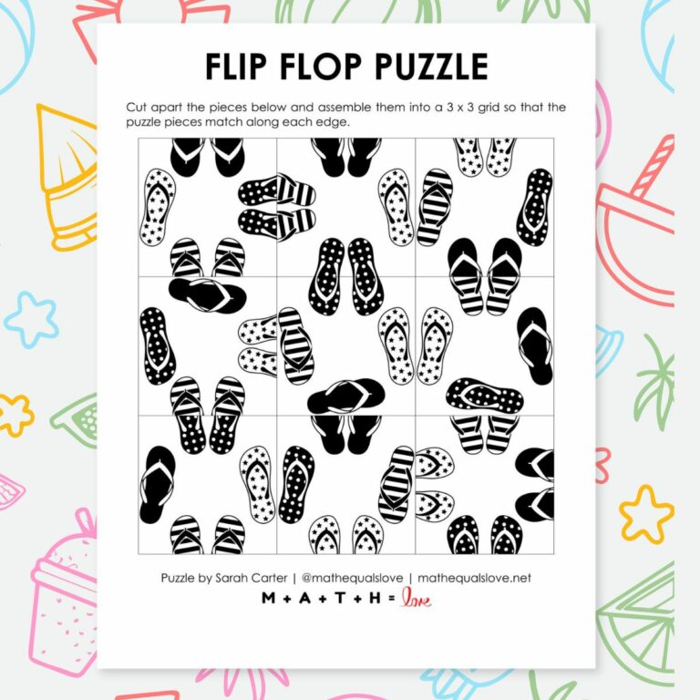Flip Flop Summer Edge Matching Puzzle | Math = Love