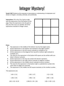 Integer Activities and Puzzles | Math = Love