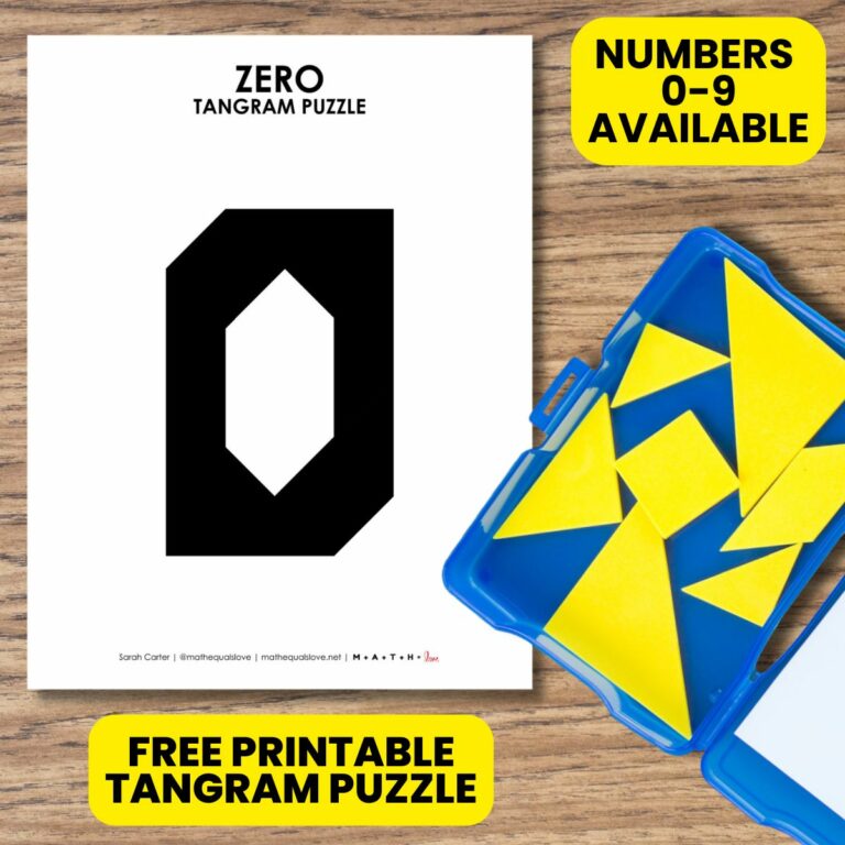 Tangram Number Puzzles 0-9 | Math = Love
