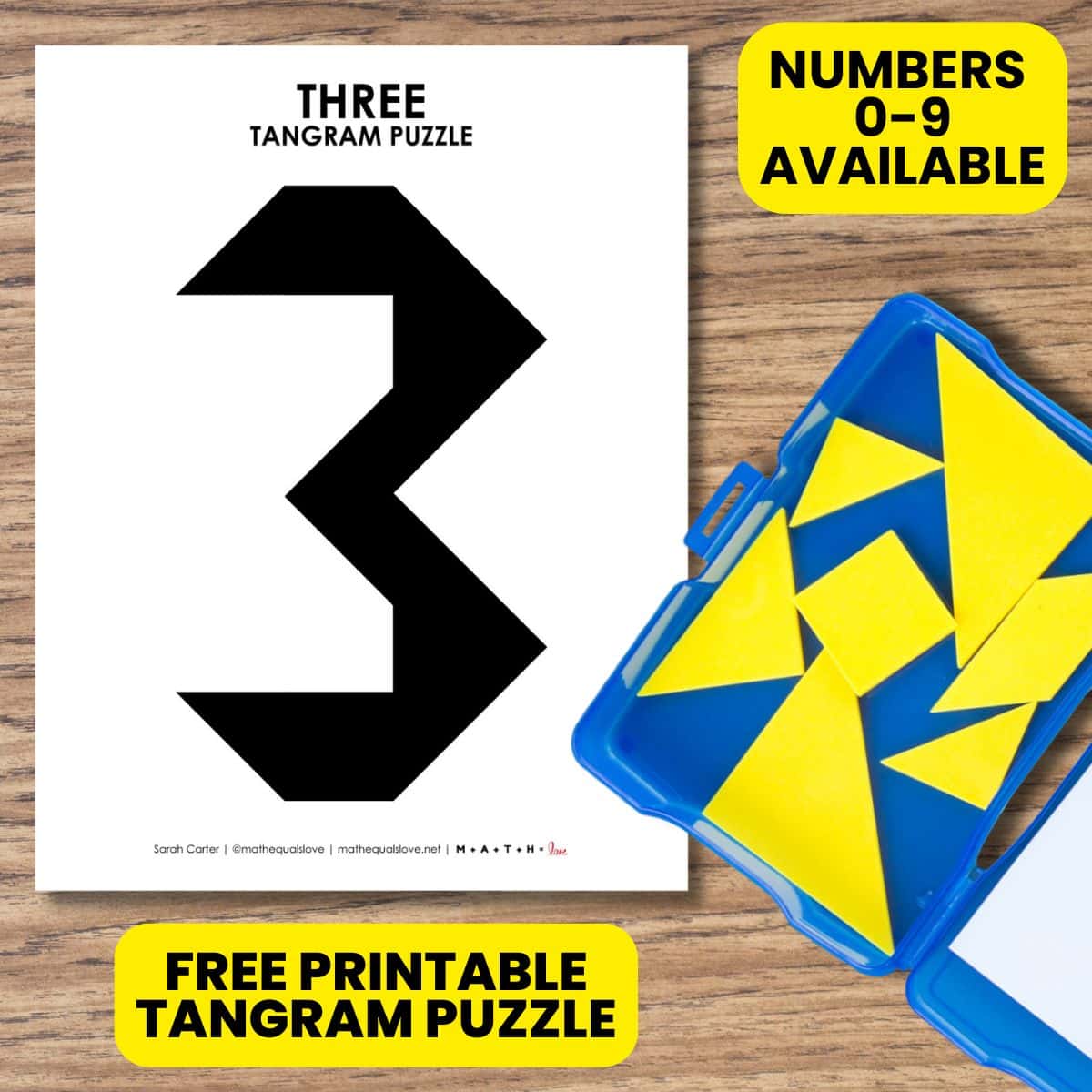 Tangram Number Puzzles 0-9 | Math = Love