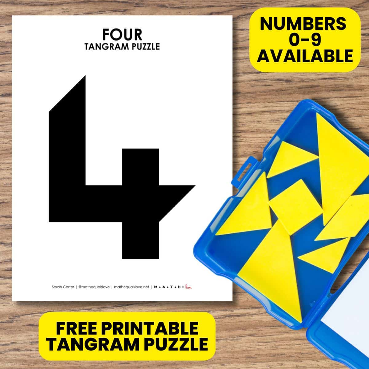 Tangram Number Puzzles 0-9 | Math = Love