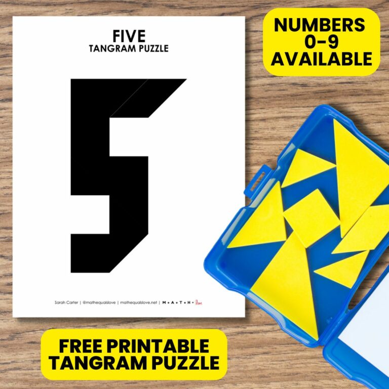 Tangram Number Puzzles 0-9 | Math = Love