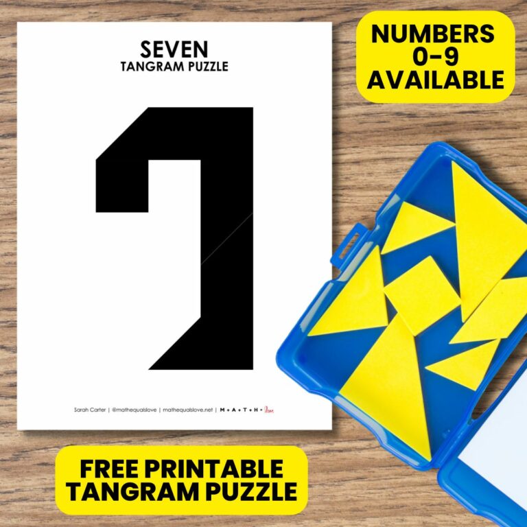 Tangram Number Puzzles 0-9 | Math = Love
