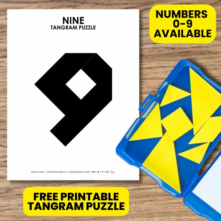 Tangram Number Puzzles 0-9 | Math = Love