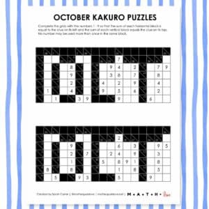 Kakuro Puzzles (Free Printable PDFs)