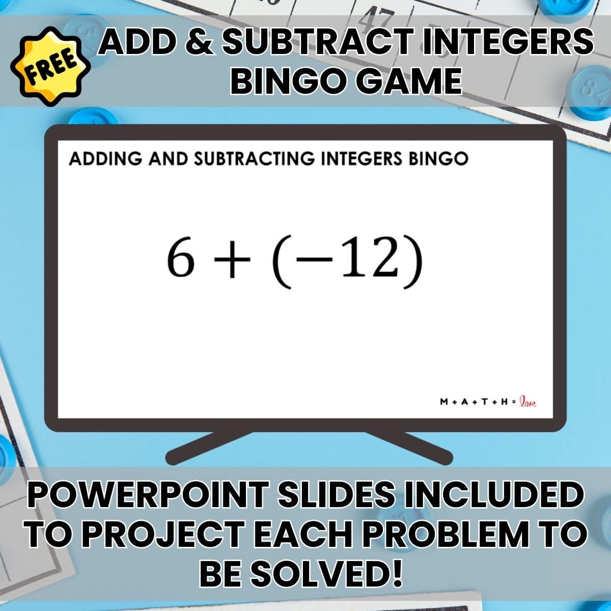Adding and Subtracting Integers Bingo Game | Math = Love