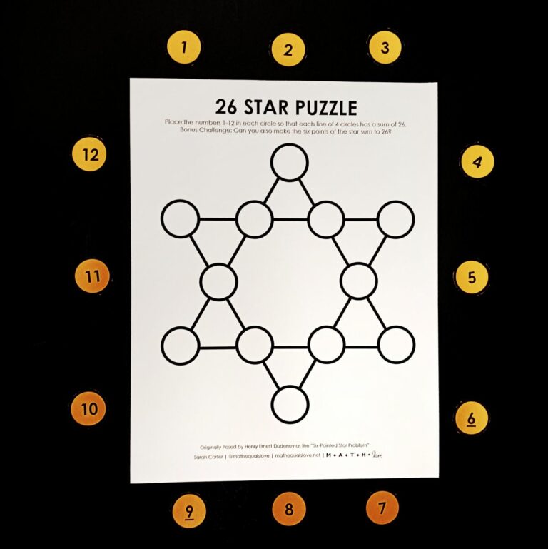 26 Star Puzzle | Math = Love