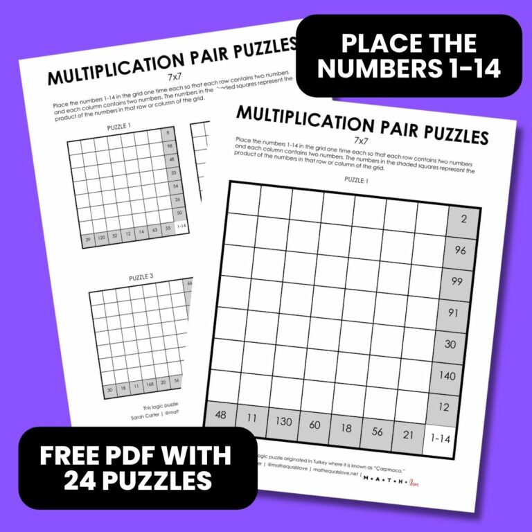 Multiplication Puzzles Collection | Math = Love