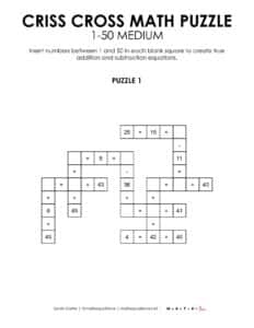 Criss Cross Math Puzzles 1-50 | Math = Love