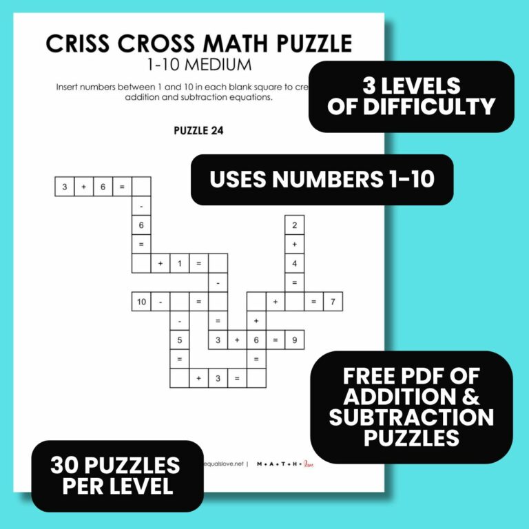 Subtraction Puzzles | Math = Love