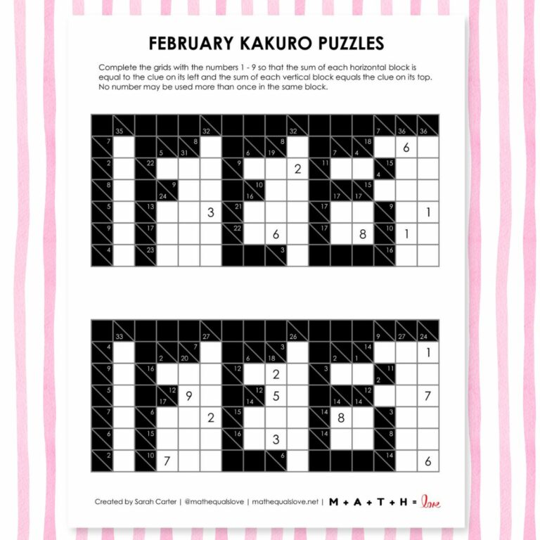 February Activities, Puzzles, & Games | Math = Love
