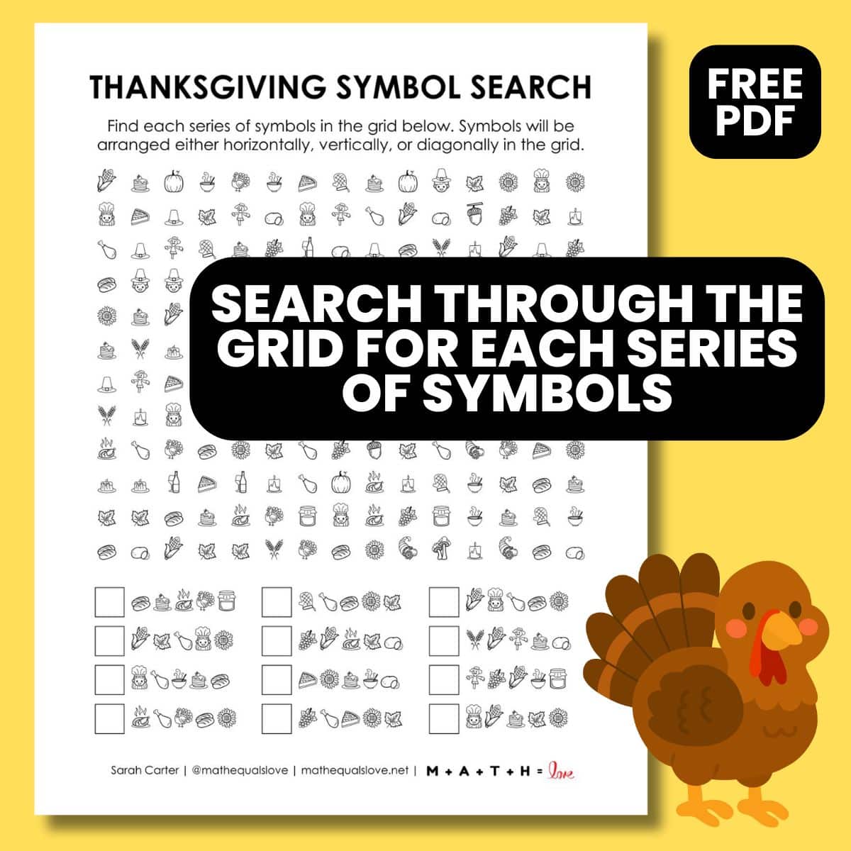 Thanksgiving Symbol Search Puzzle | Math = Love