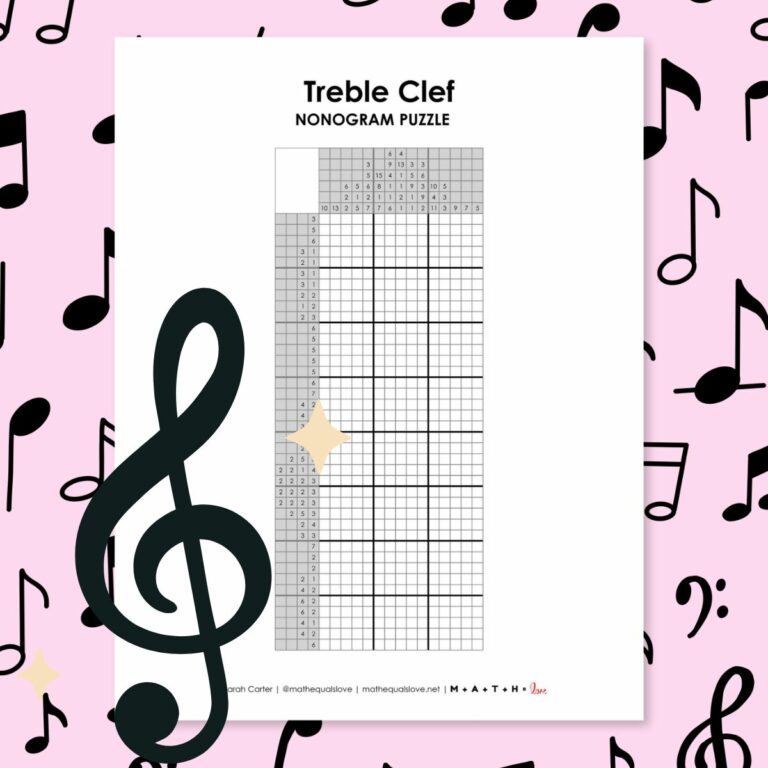Treble Clef Nonogram Puzzle | Math = Love
