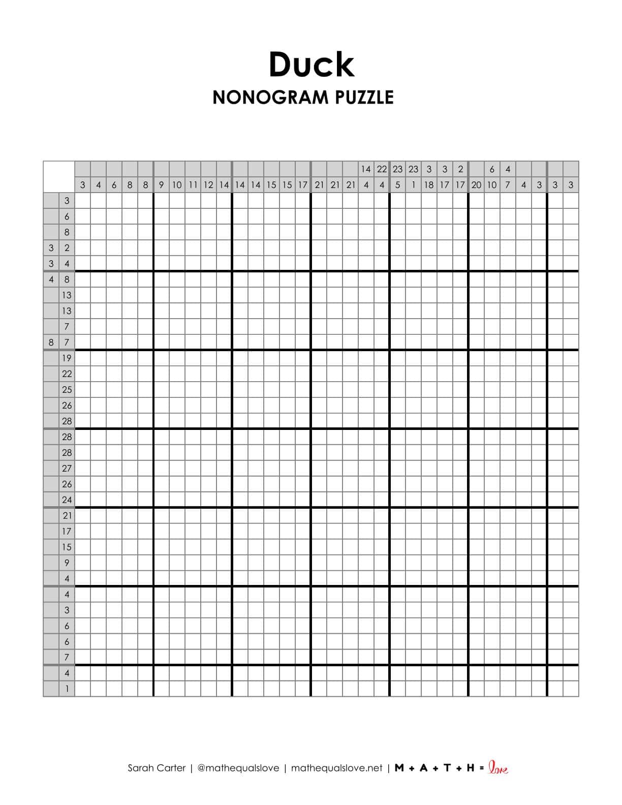 Duck Nonogram Puzzle | Math = Love