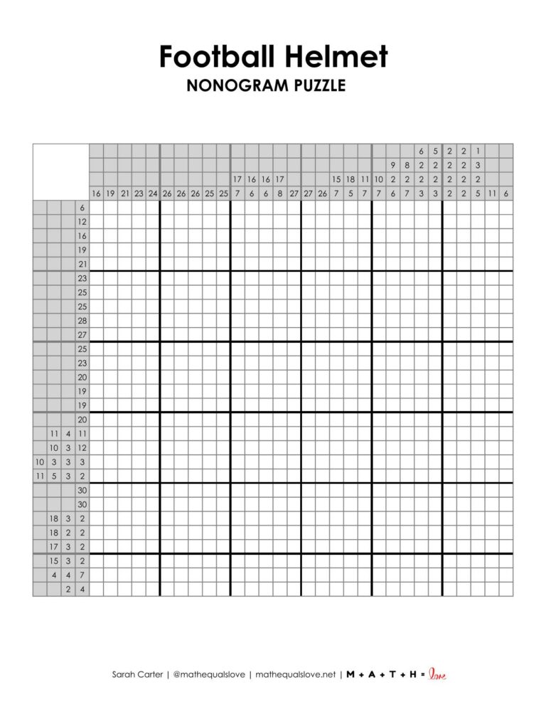 Football Helmet Nonogram Puzzle | Math = Love
