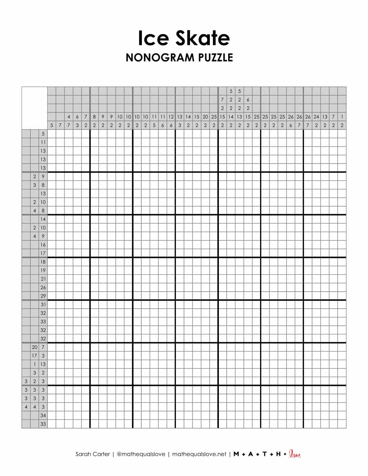 Ice Skate Nonogram Puzzle | Math = Love