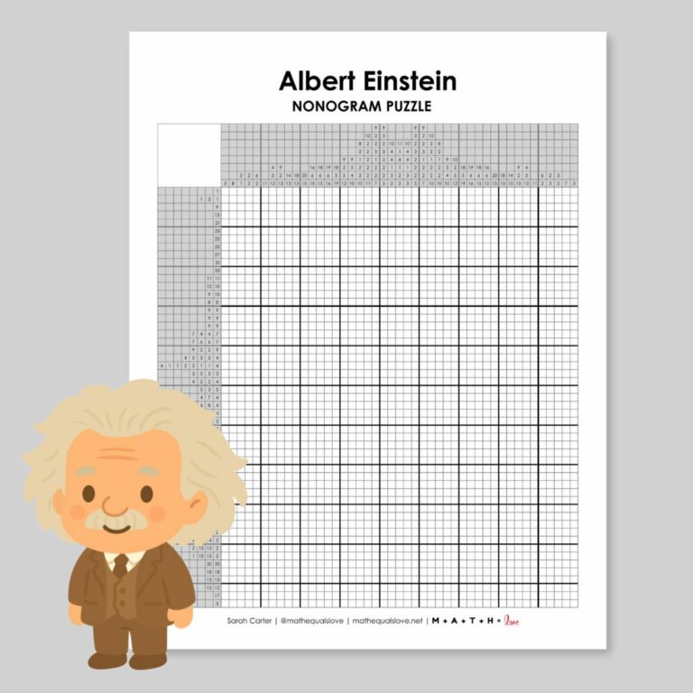 Albert Einstein Nonogram Puzzle | Math = Love
