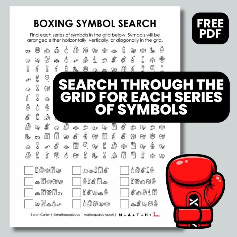 Boxing Symbol Search Puzzle | Math = Love