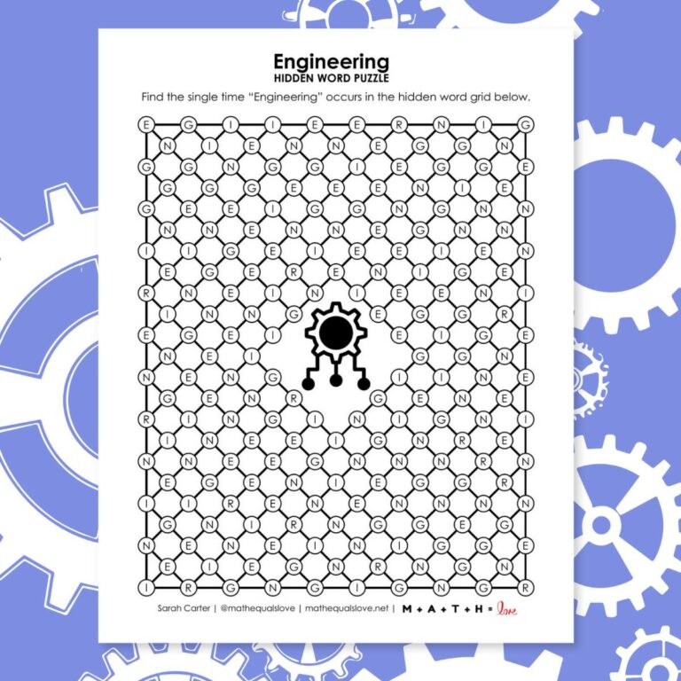 Engineering Hidden Word Puzzle | Math = Love