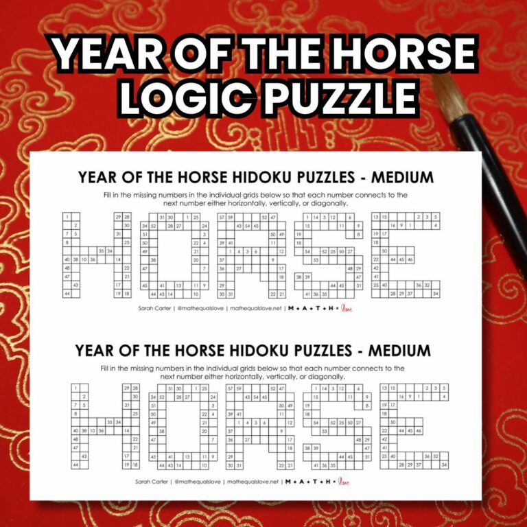 Lunar New Year Puzzles and Activities | Math = Love