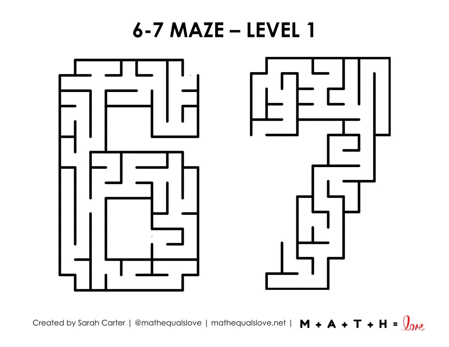 Six Seven 6-7 Mazes | Math = Love