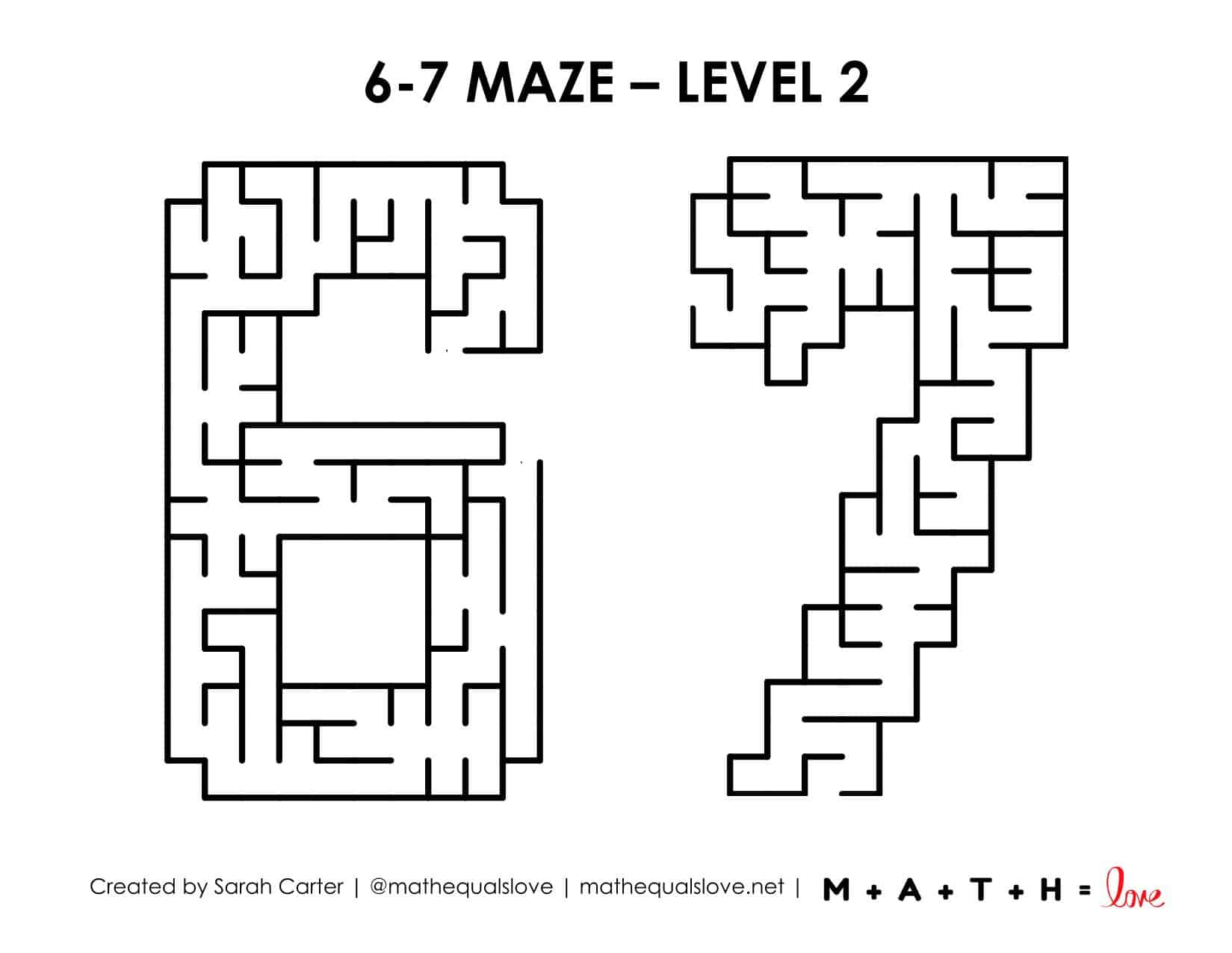 Six Seven 6-7 Mazes | Math = Love