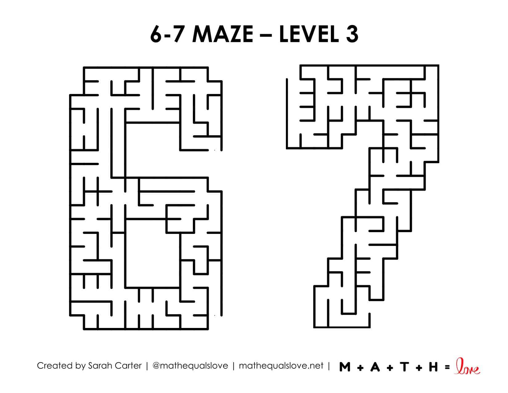 Six Seven 6-7 Mazes | Math = Love