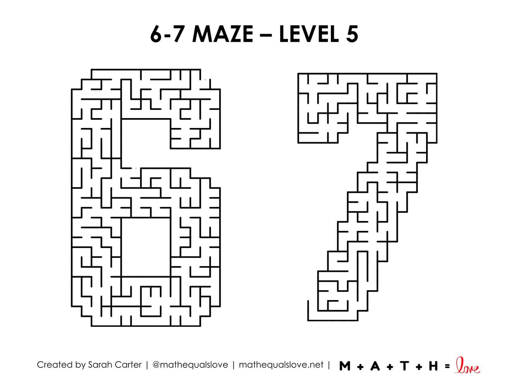 Six Seven 6-7 Mazes | Math = Love